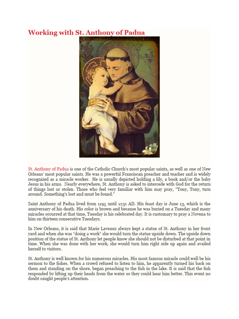 Working With ST Anthony | PDF | Social Science | Religion & Spirituality