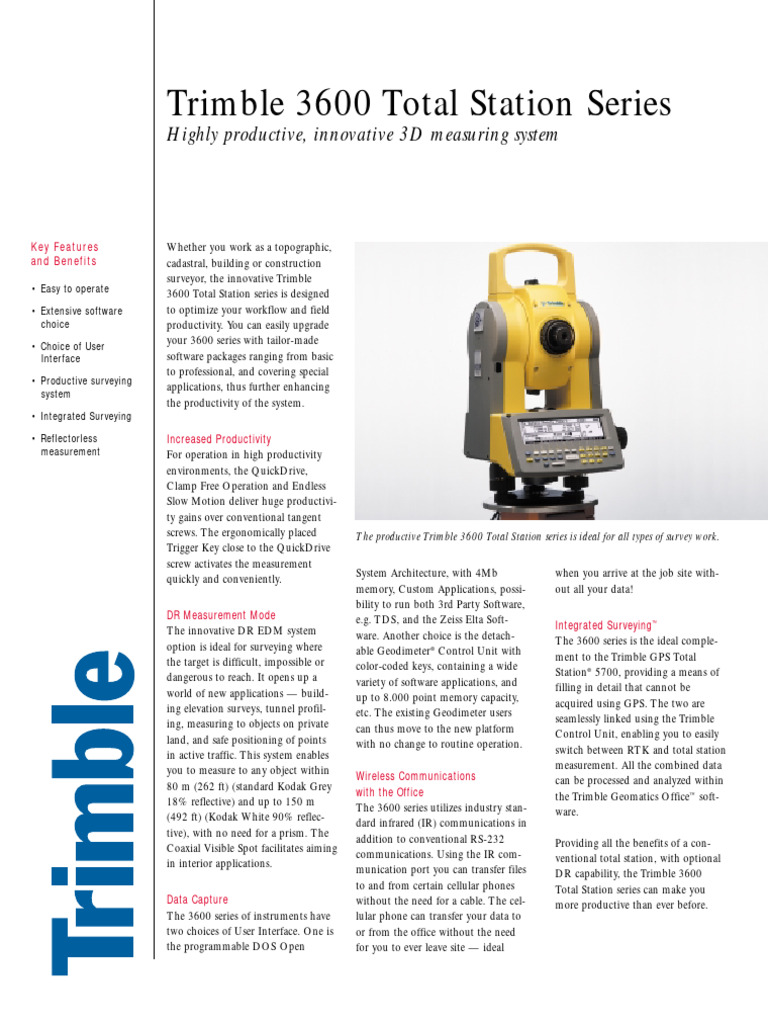 Trimble Total Station 3600 | PDF | Surveying | Computer Science