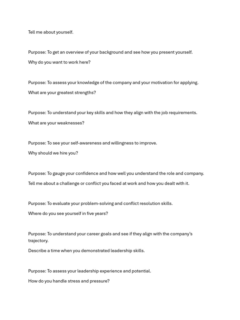 20 of The Most Commonly Asked Interview Questions, Along With Brief ...