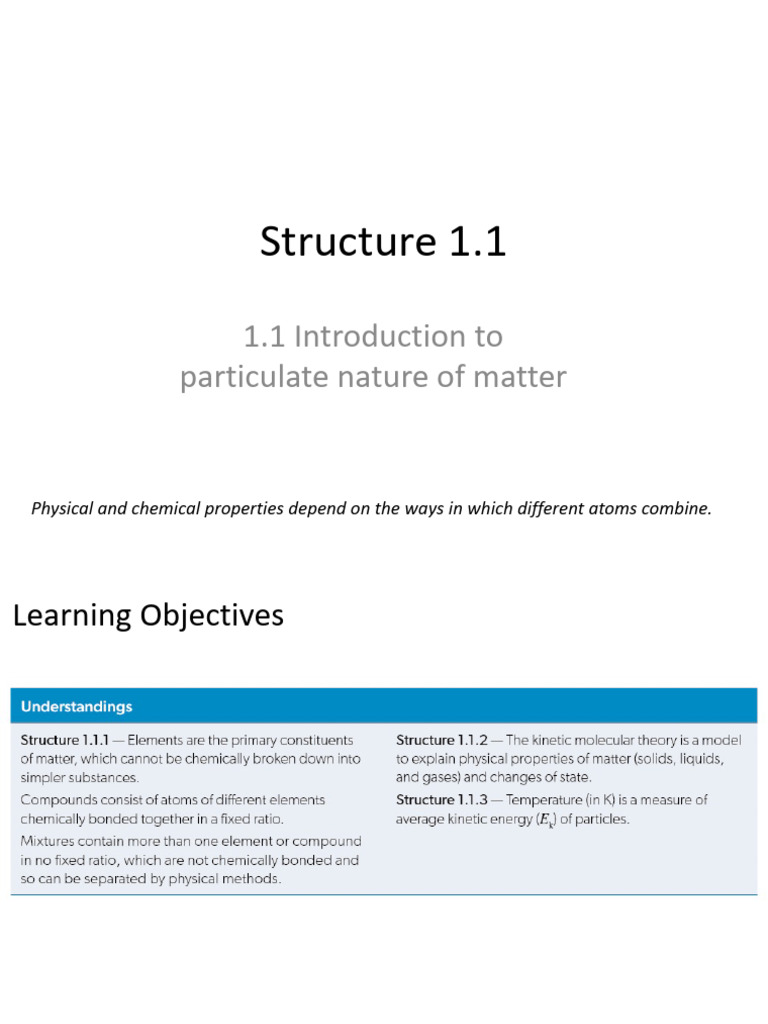 Structure 1.1 - Introduction to the particulate nature of matter | PDF ...