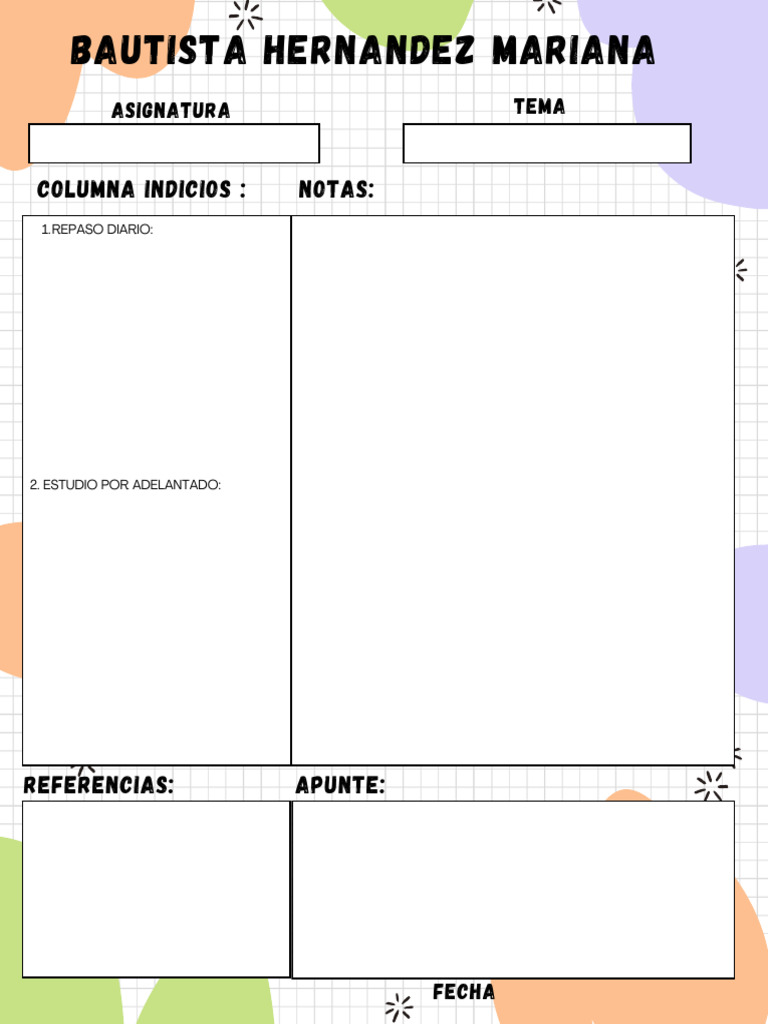 Cornell Note-taking Digital and Printable Worksheet in Colourful Pastel ...