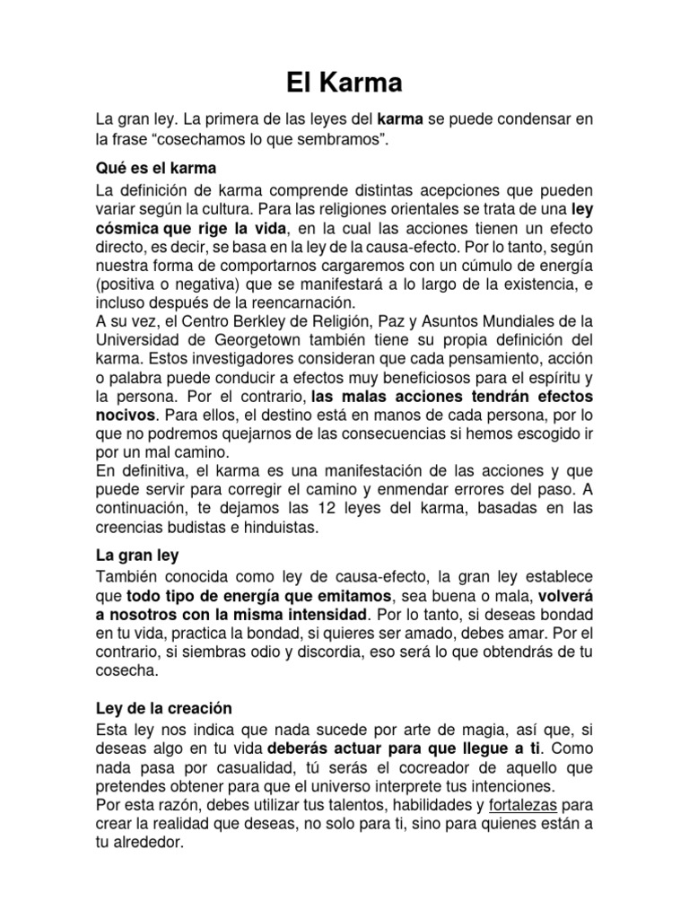 El Karma | PDF | Karma | Amor