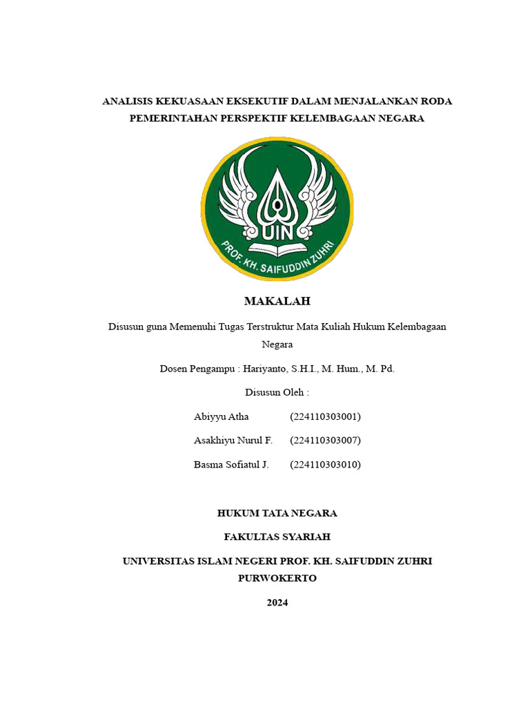 Analisis Kekuasaan Eksekutif Dalam Menjalankan Roda Pemerintahan ... Analisis Kekuasaan Eksekutif Dalam Menjalankan Roda Pemerintahan ...