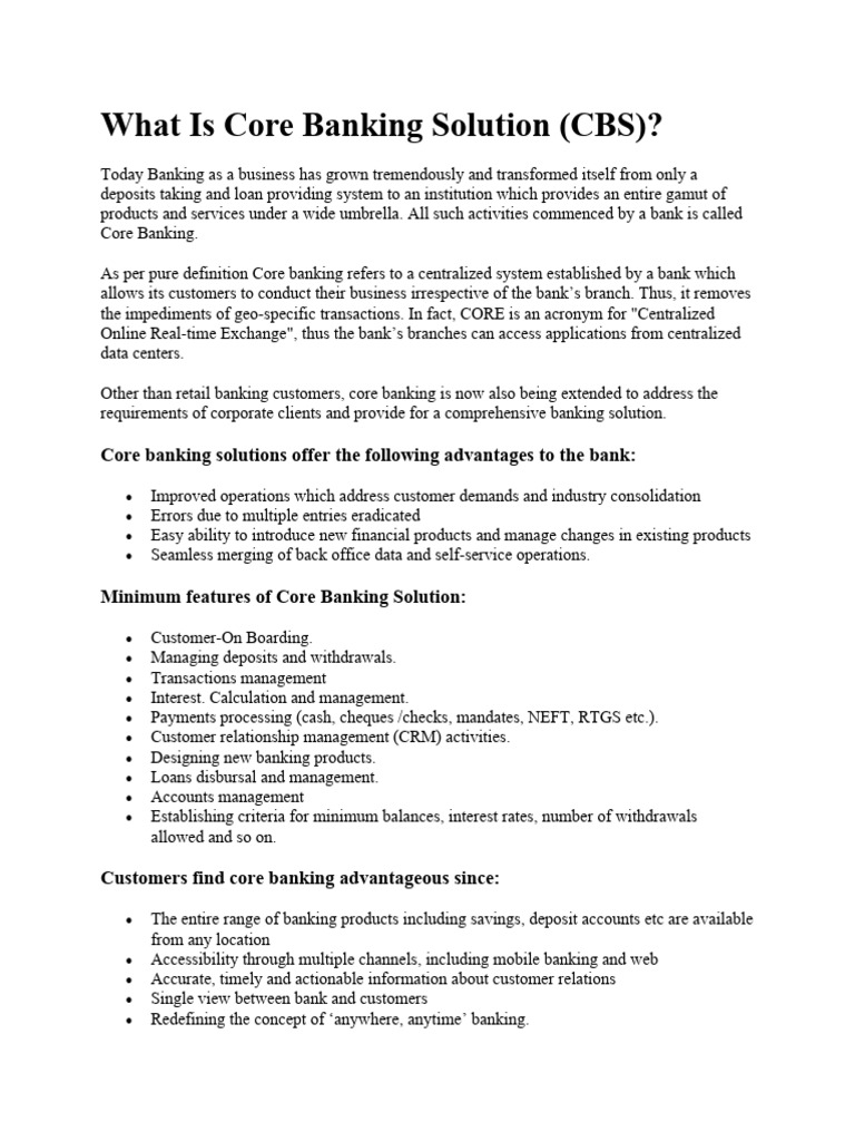 Core Banking & Internet Banking Guide | PDF | Banks | Cheque