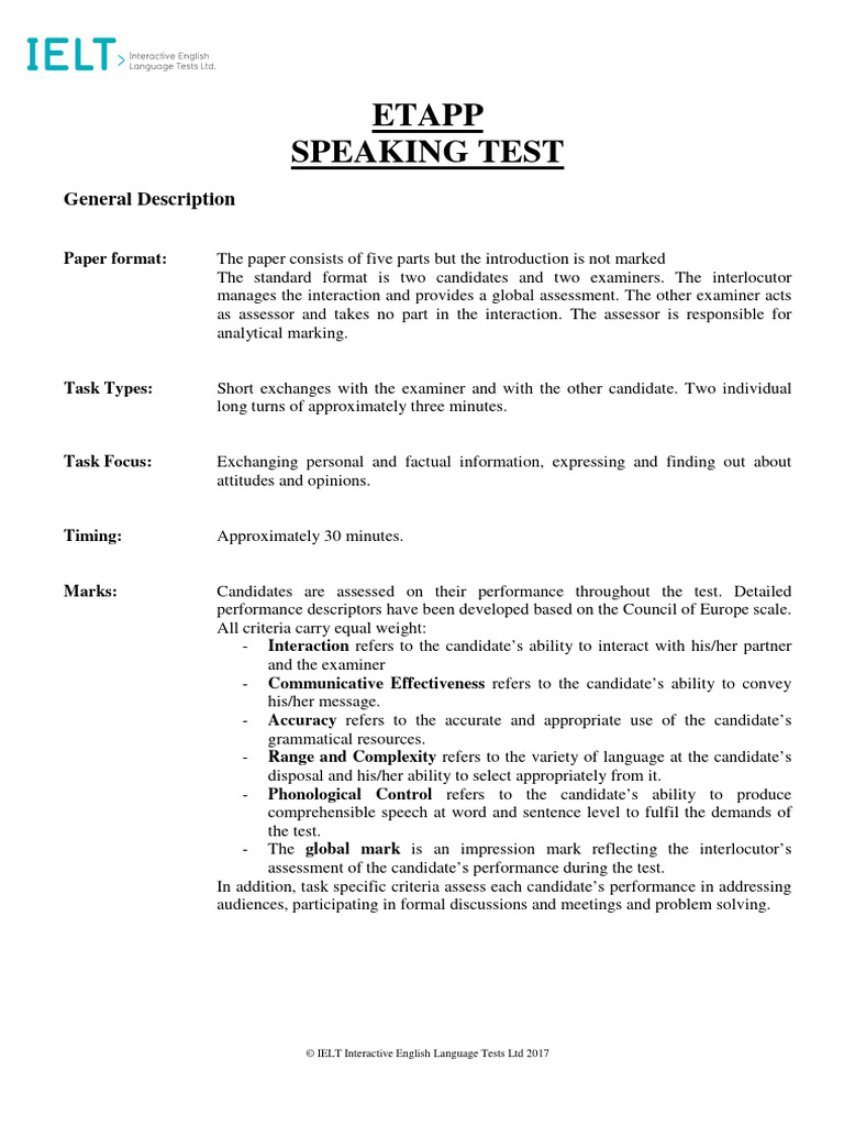 Complete Sample Speaking Test | PDF | Information | Word