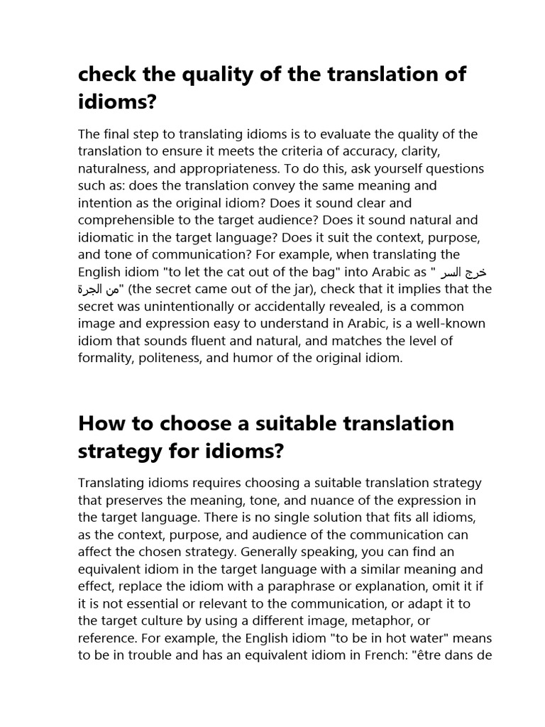 Evaluating Idiom Translation Quality | PDF | Translations | Idiom
