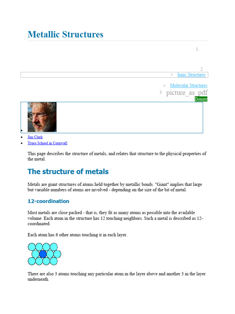 Metallic Structure | PDF | Metals | Hardness