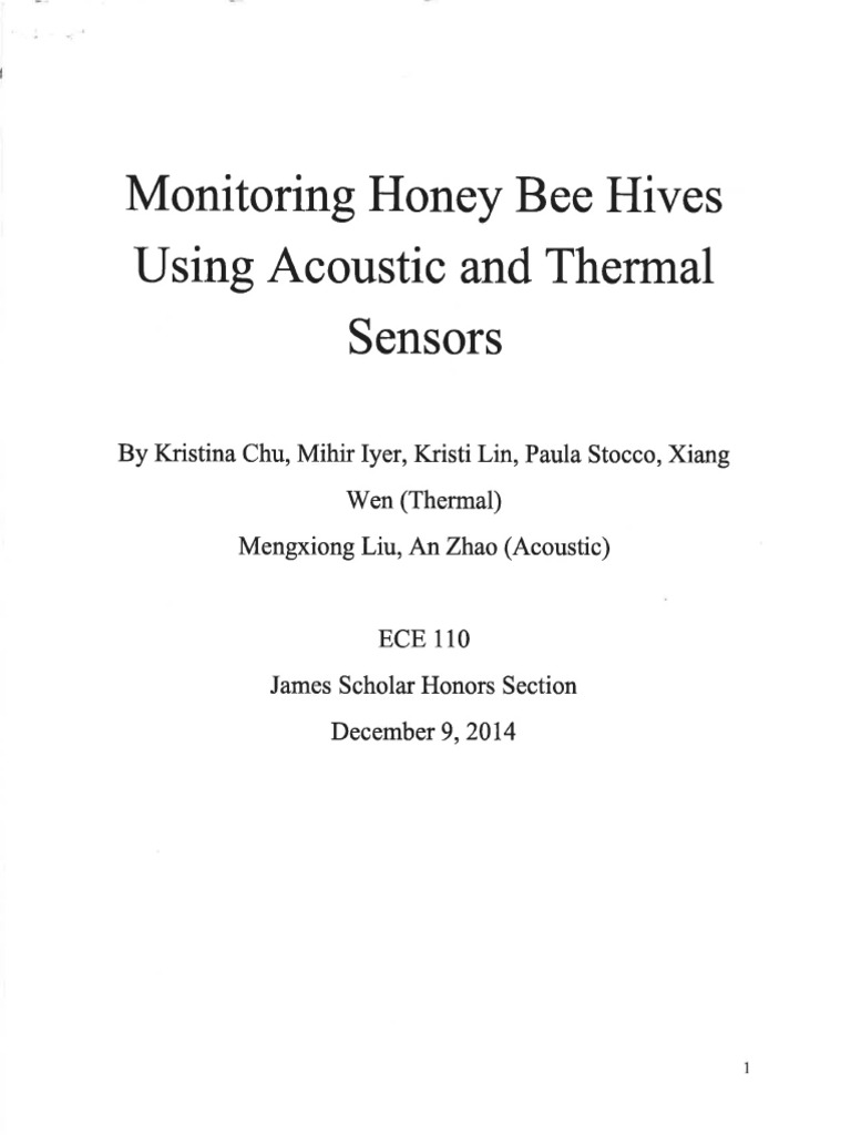 Monitoring Honey Bee Hives Using Acoustic and Thermal Sensors | PDF Monitoring Honey Bee Hives Using Acoustic and Thermal Sensors | PDF