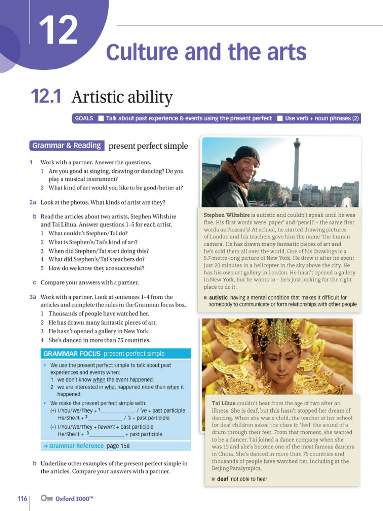 Navigate A2 Elementary Coursebook (PDFDrive) - 117-126 | PDF | Verb | Dances