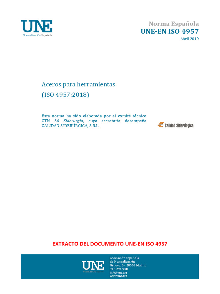 (Ex) Une-En Iso 4957 2019 | PDF | Organización internacional para la ...