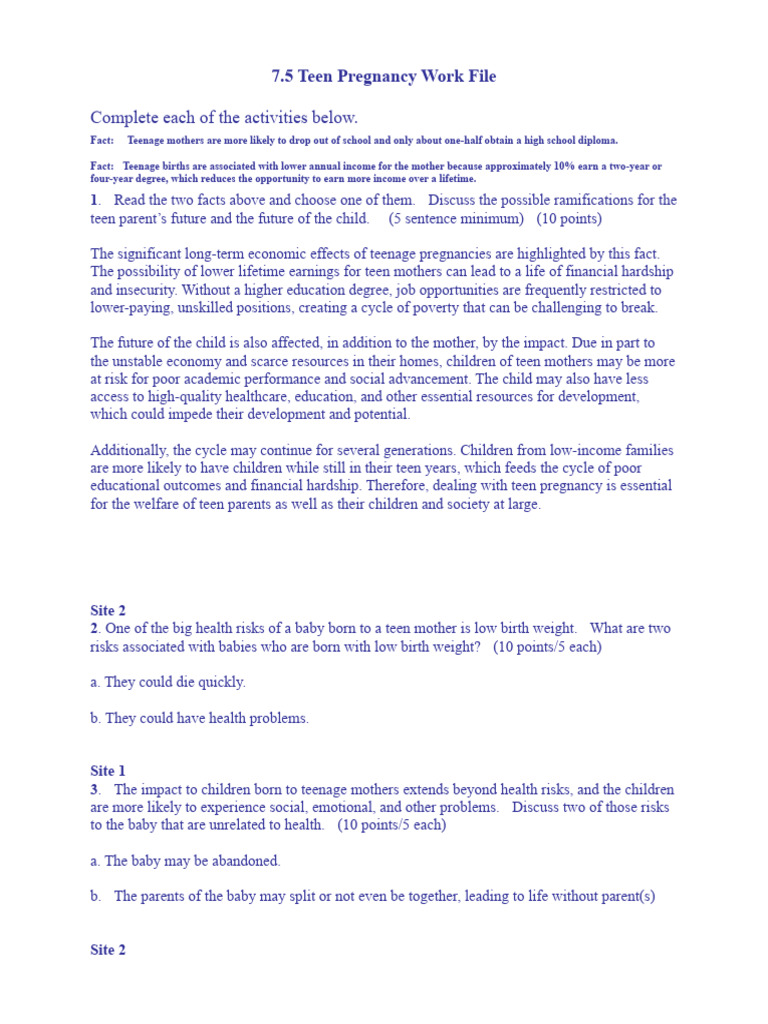 7 5 Work File | PDF | Teenage Pregnancy | Adolescence