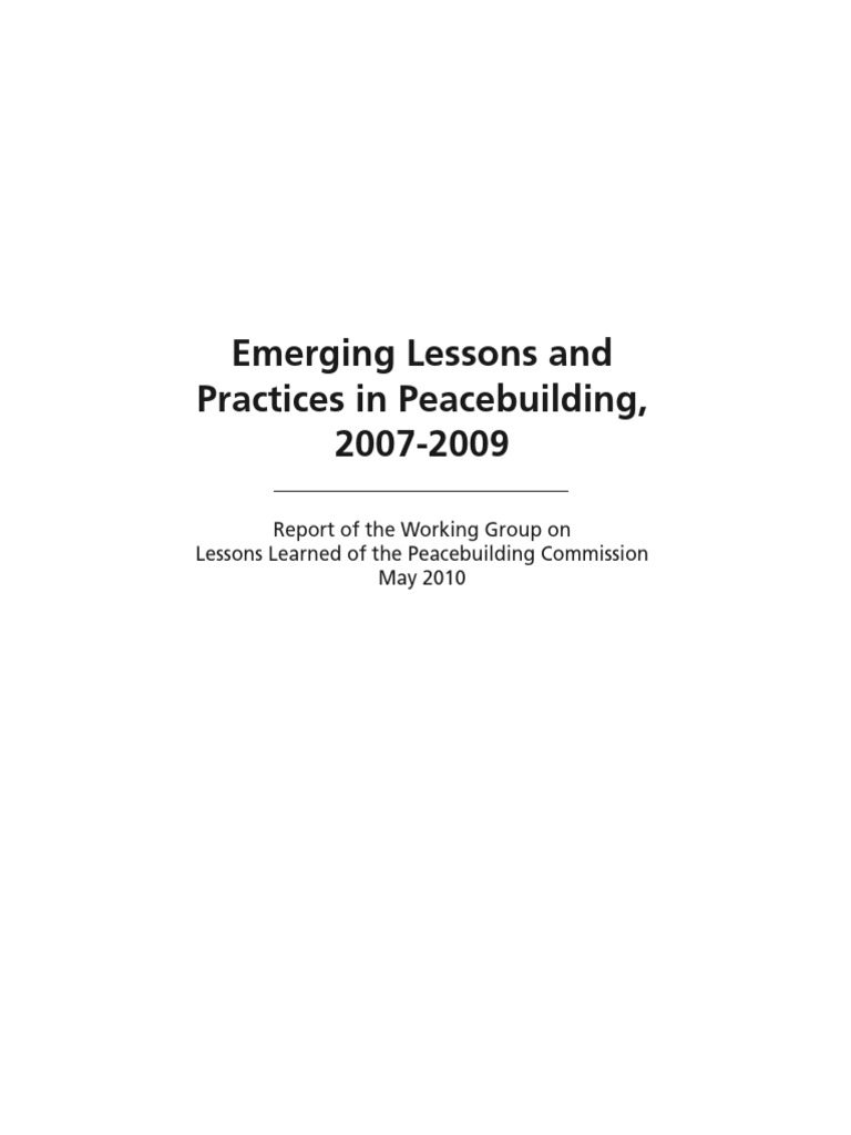 Peacebuilding Lessons 2007-2009 Report | PDF | Peacebuilding ...