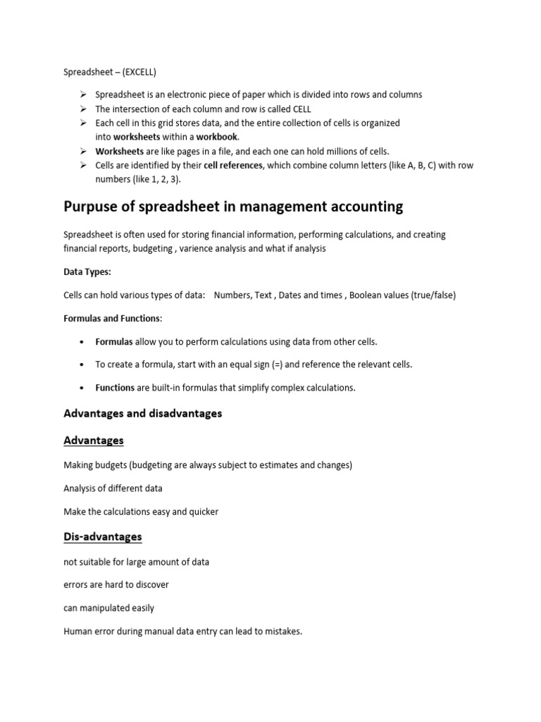 Notes sp-1 | PDF | Spreadsheet | Computer Programming