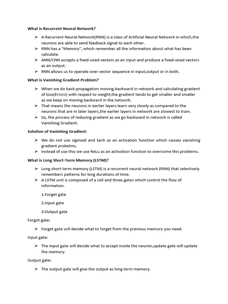 What Is Recurrent Neural Network | PDF | Artificial Neural Network | Computational Neuroscience