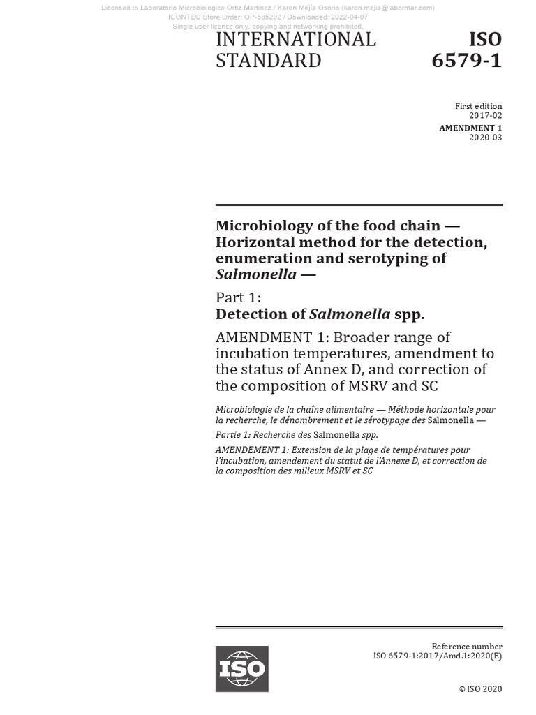 ISO - 6579-1 - 2017 - Amd - 1 - 2020 (En) | PDF | International ...