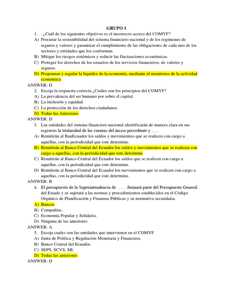 Banco de Preguntas | PDF | Bancos | Dinero