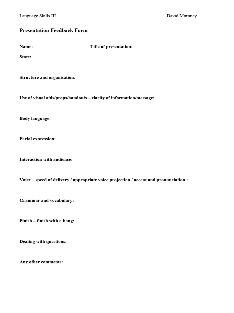 Presentation Feedback Form | PDF