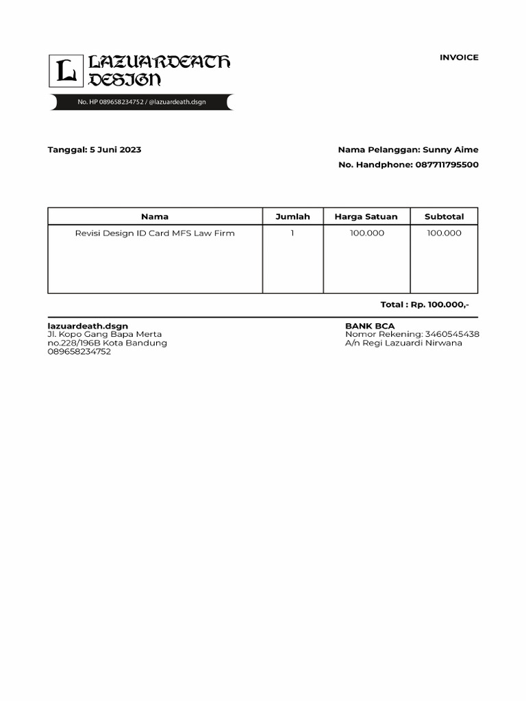 Invoice Aime 5 Juni 2023 | PDF