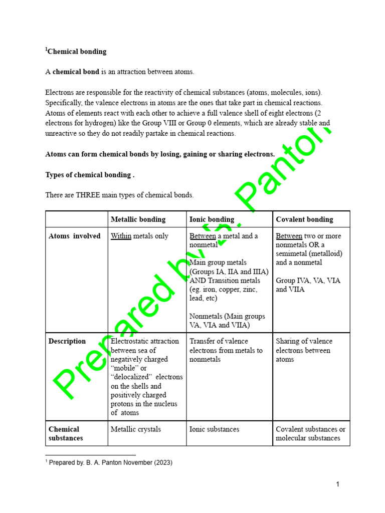 Grade 10 Chemical Bonding | PDF | Chemical Bond | Chemical Polarity