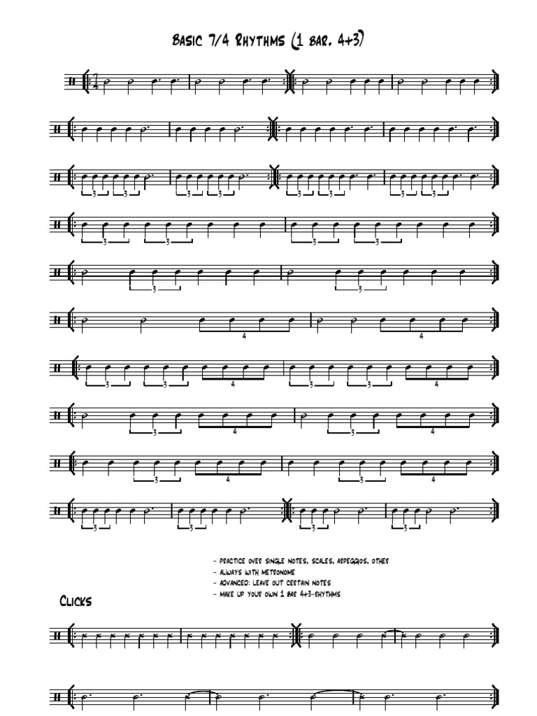 7/4 Rhythm Exercises for Beginners | PDF | Art