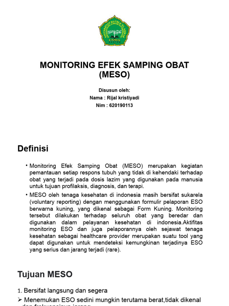 Rijal.k - 620190113 - Monitoring Efek Samping Obat (Meso) | PDF | Sains ...