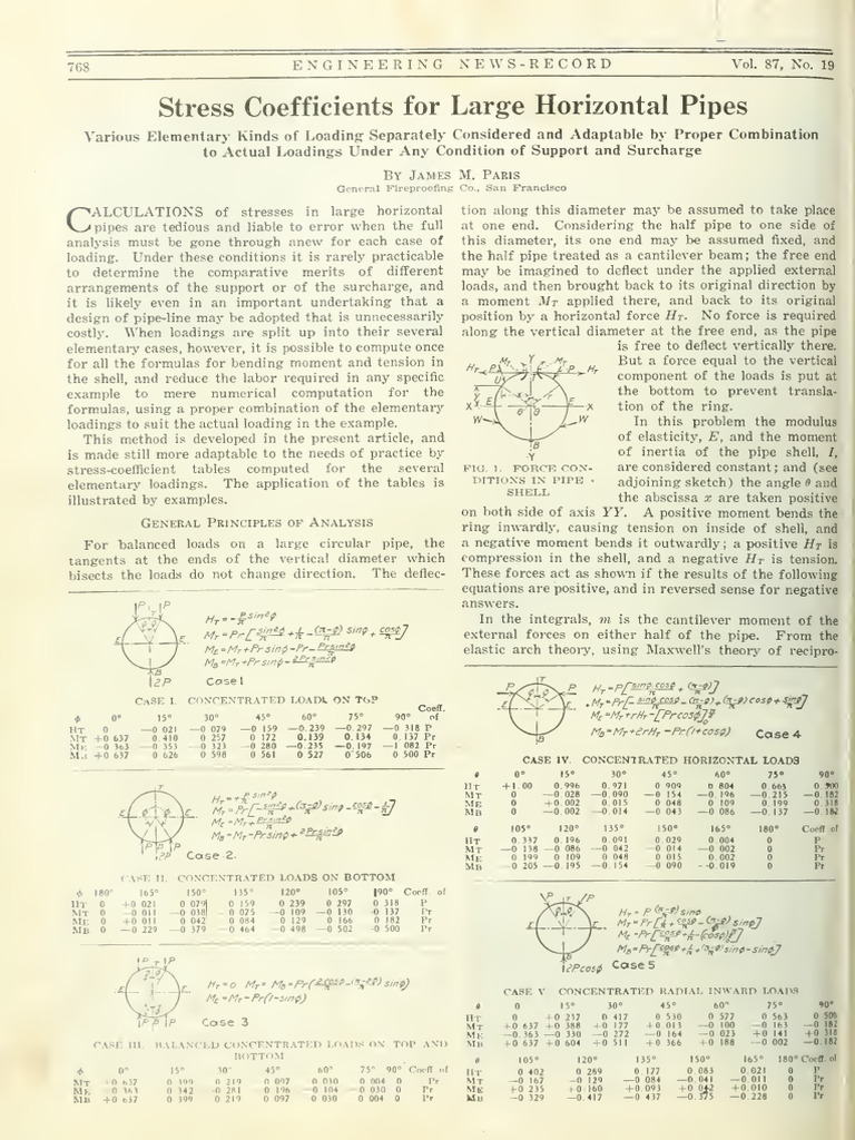 Stress Coefficients For Large Horizontal Pipes | PDF | Stress ...