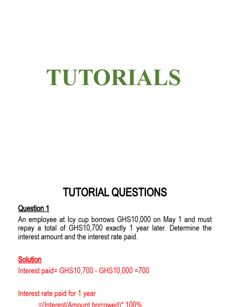 Tutorial Questions PPT 3 | PDF | Interest | Interest Rates
