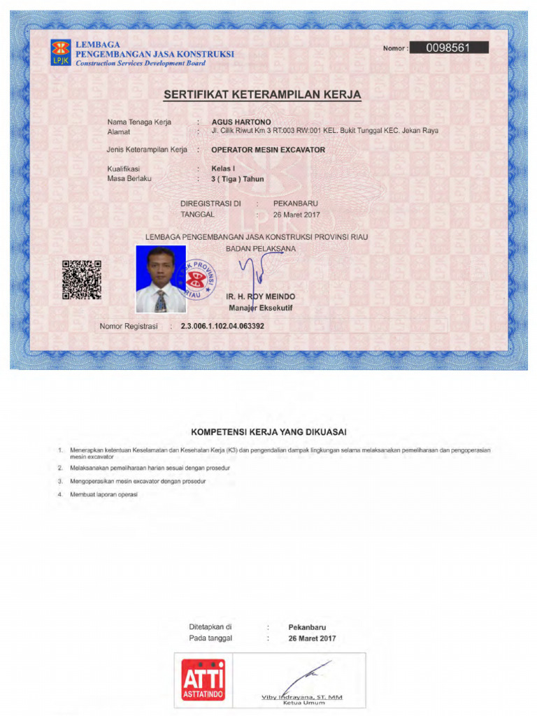 SKT Operator Mesin Excavator | PDF