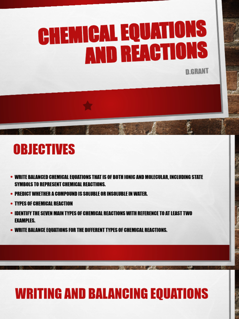 Chemical Equations and Reactions Guide | PDF | Chemistry | Chemical ...