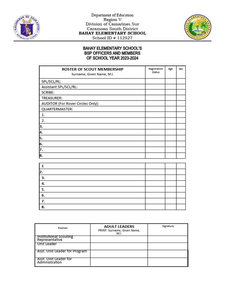 BSP Officers 2023-2024 Roster | PDF