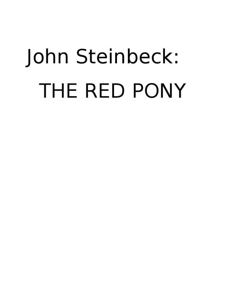 Ang Dob Steinbeck John The Red Pony 01 Summary | PDF | American Books ...