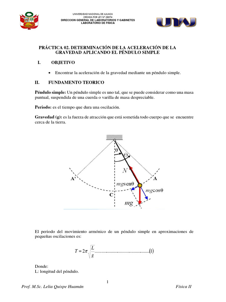Guia de Practica 02 Pendulo Simple | PDF | Péndulo | Gravedad