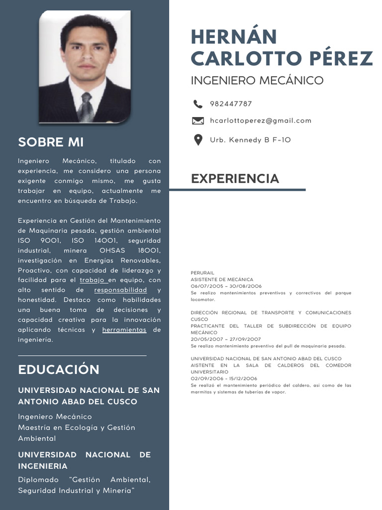 CV - Hernan Carlotto Pérez | PDF | Ingeniería