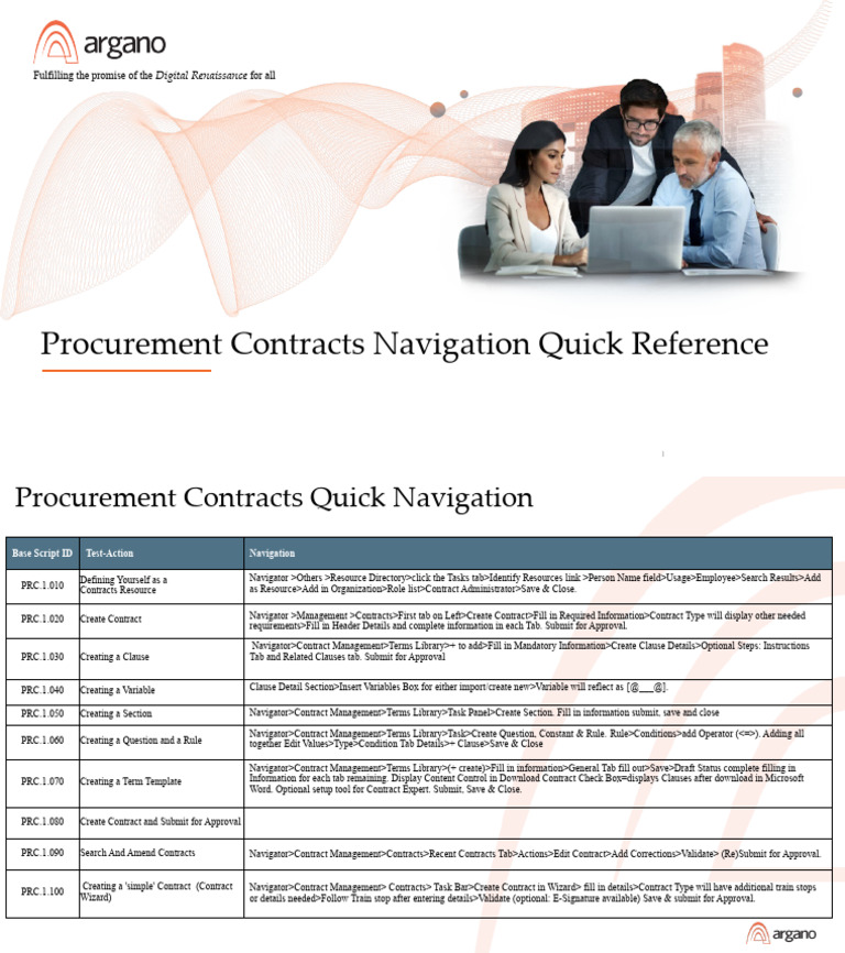 Procurement Contracts - Navigation Quick Reference | PDF | Software ...