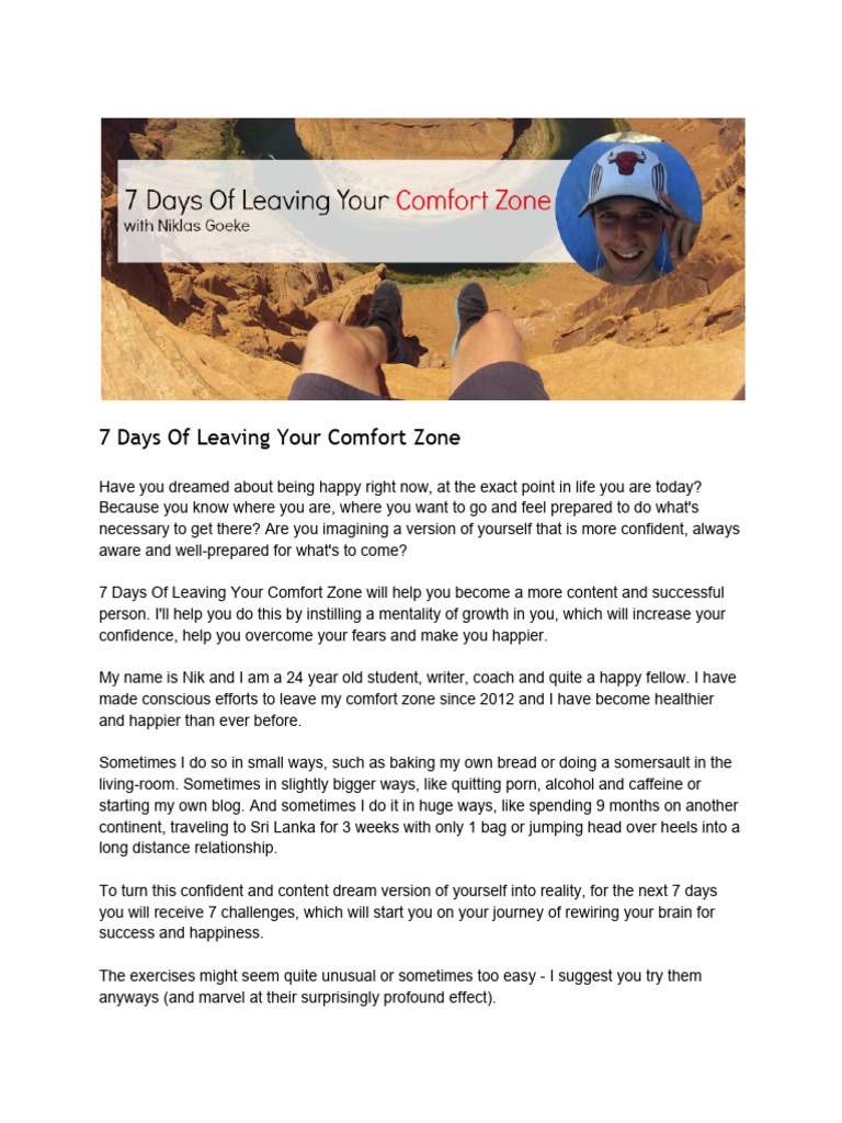7 Days of Leaving Your Comfort Zone | PDF | Self Control | Self-Management