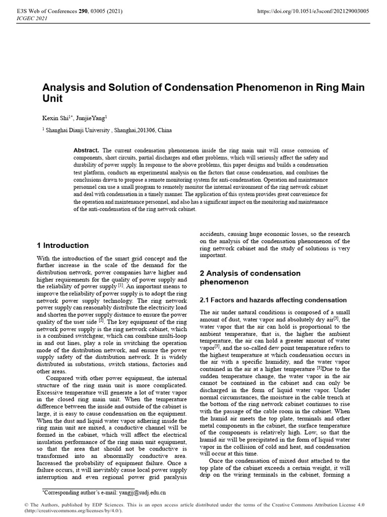 Condensation Solutions in Ring Main Units | PDF | Humidity | Applied ...