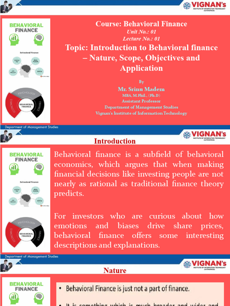 Bfin Unit 1 Topic 1 | PDF | Behavioral Economics | Decision Making