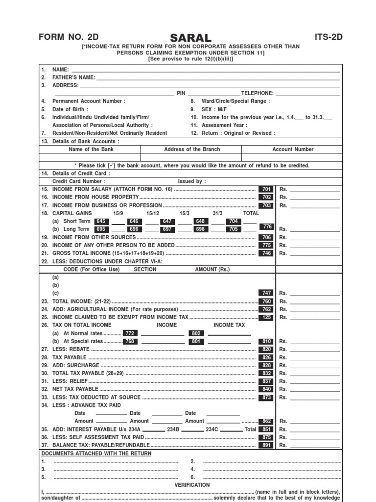 Saral: ITS-2D Form No. 2D | PDF