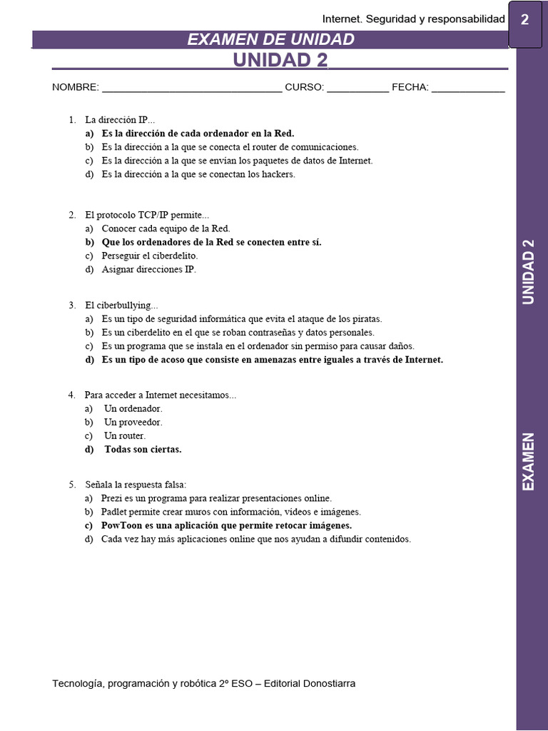 Ud2 Examen Solucion Tpr2esocorr | PDF | Internet | Enrutador (Computación)
