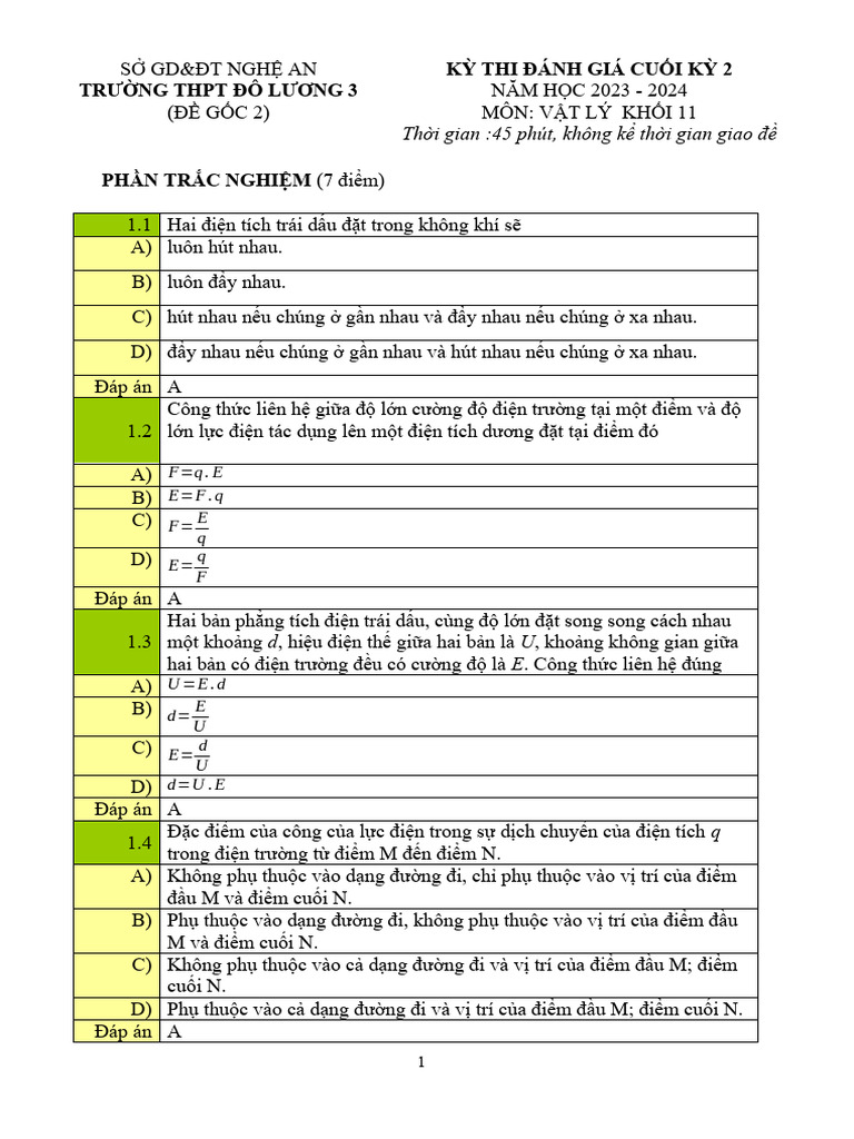 Form Đề Thi ĐGCK2 K10, 11 (23-24) -ĐỀ 2 | PDF
