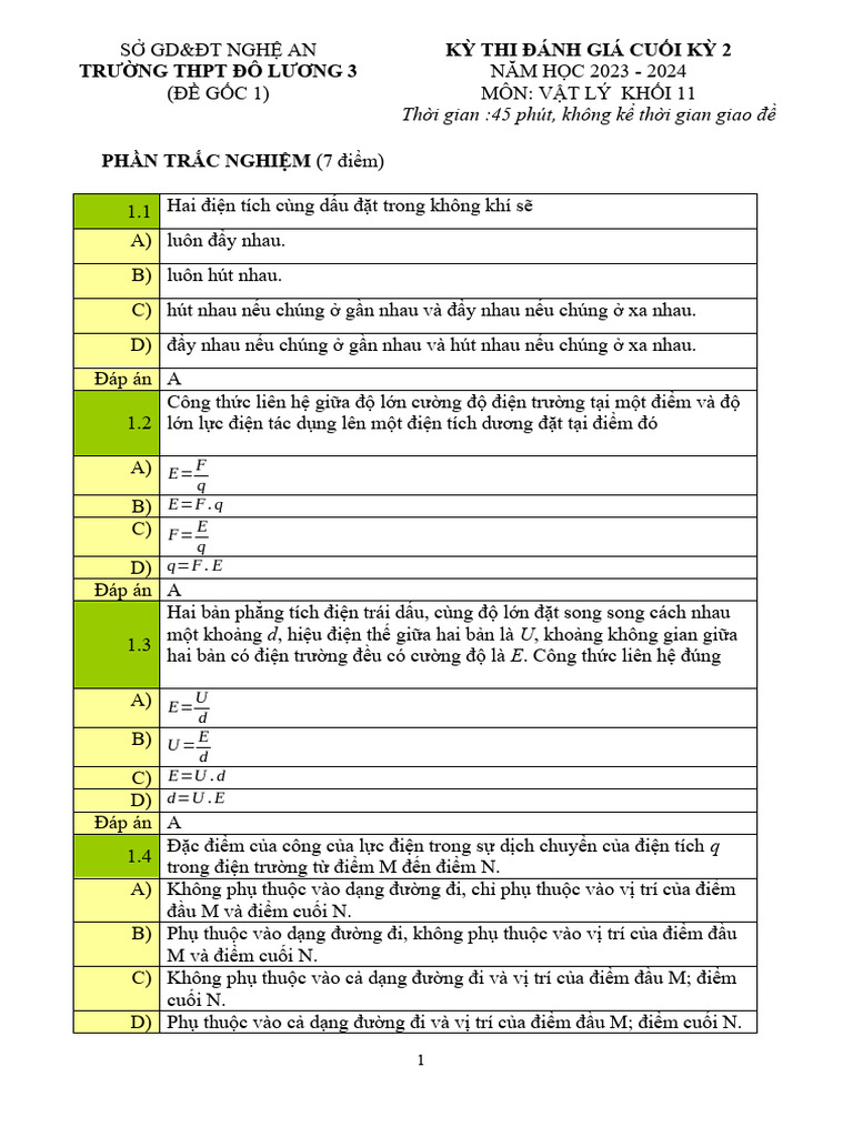 Form Đề Thi ĐGCK2 K10, 11 (23-24) -ĐỀ 1 | PDF