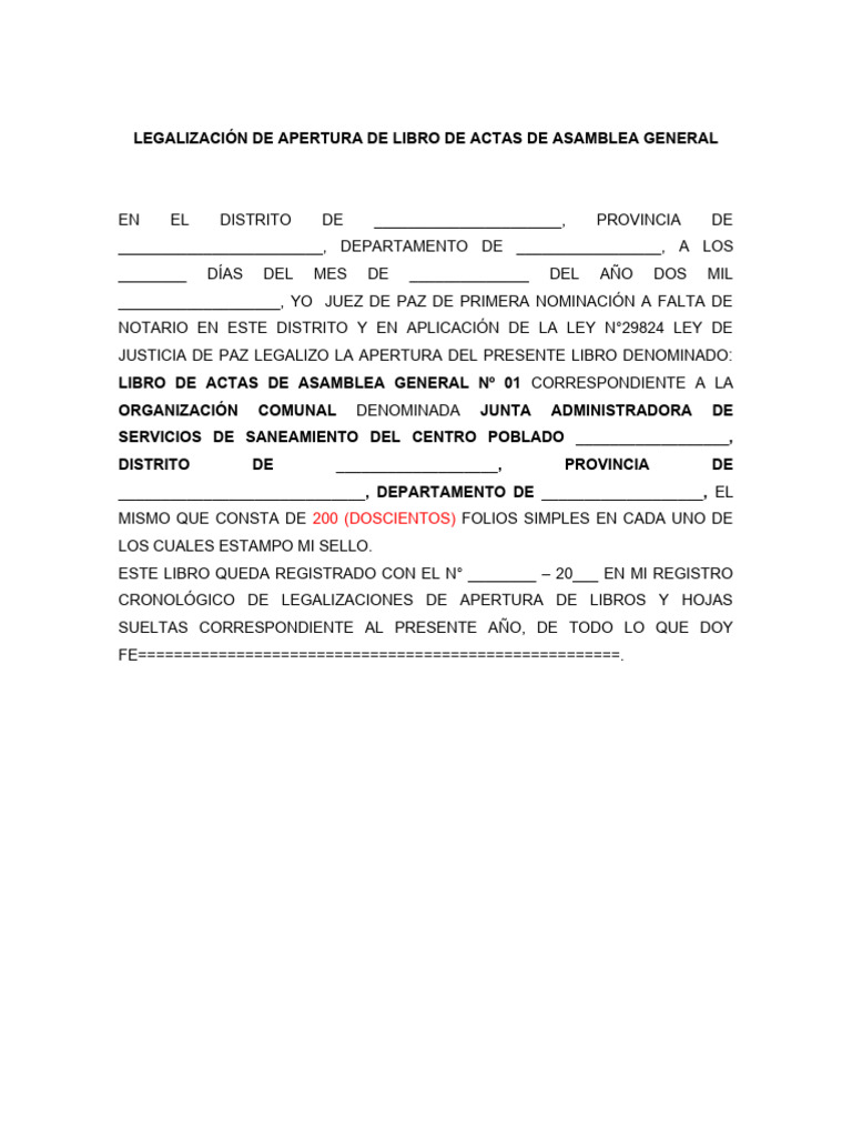 Anexo Nº 2 Modelo legalización de los libros OC | PDF | Ley común | Judicaturas