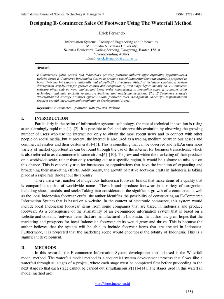 Design E-Commerce Sales of Footwear Using The Waterfall Method | PDF | E Commerce | System