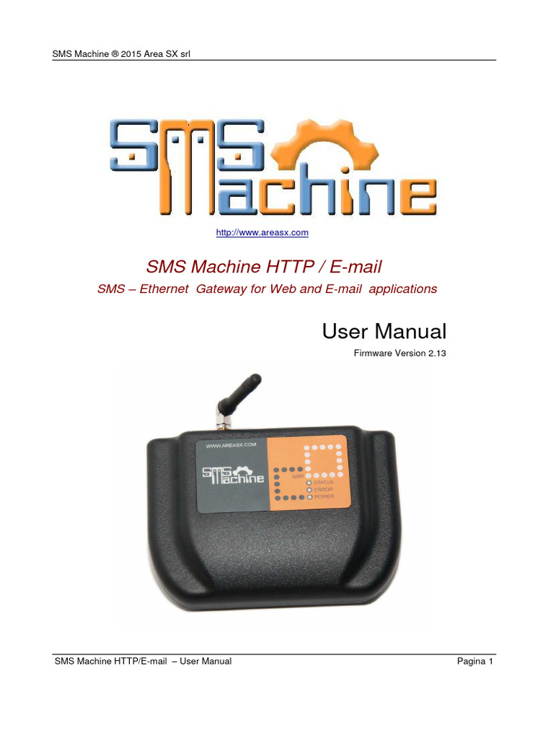 SMS Machine HTTP-email User Manual | PDF | Networking | Internet & Web