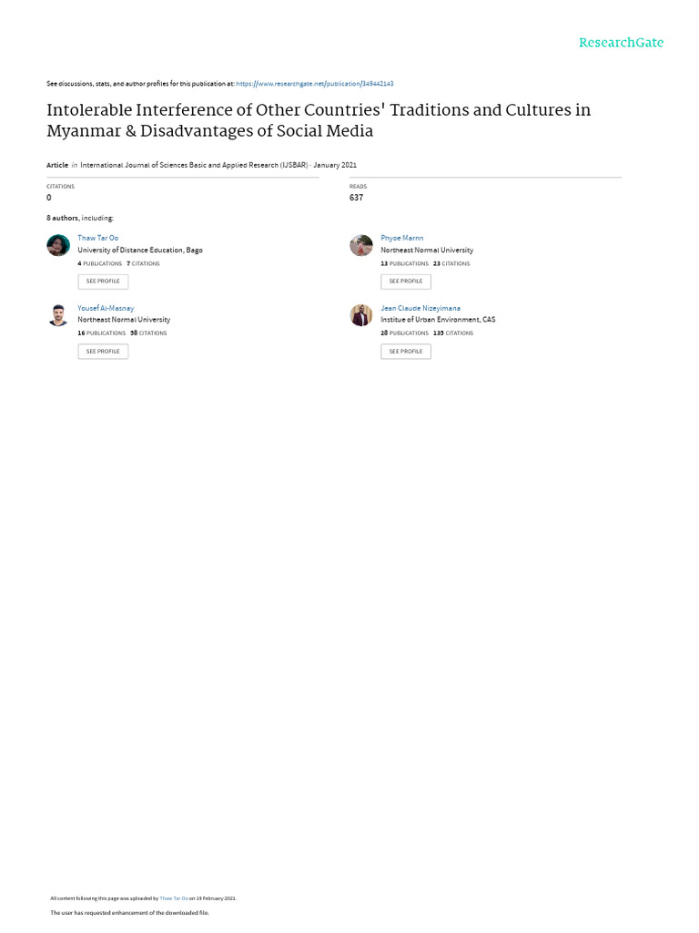 Intolerable Interference of Other Countries' Traditions | PDF | Social ...