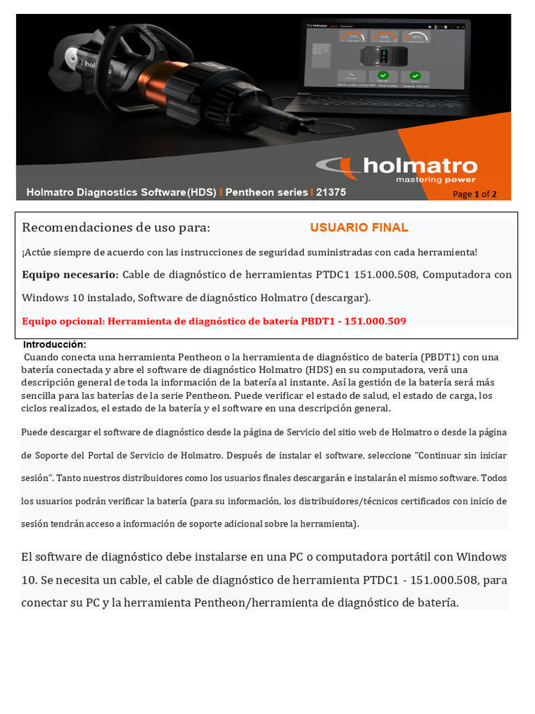 Software de Diagnostico Holmatro PCT50 Multiproposito | PDF | Software ...