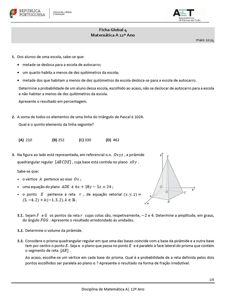 Ficha Global Nº 4 | PDF | Linha (Geometria) | Número complexo