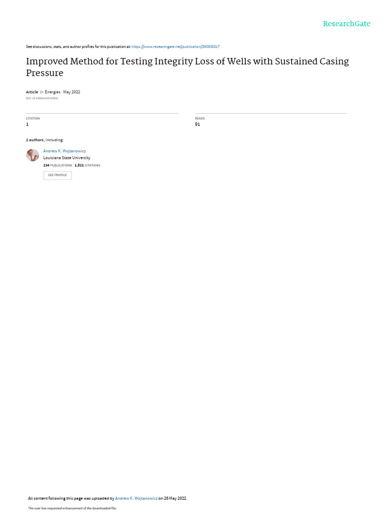 Improved Method For Testing Integrity Loss of Wells With Sustained ...