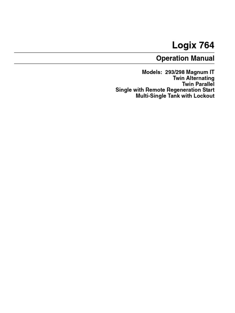 Autotrol Logix 764 Owners Manual | PDF | Valve | Plumbing