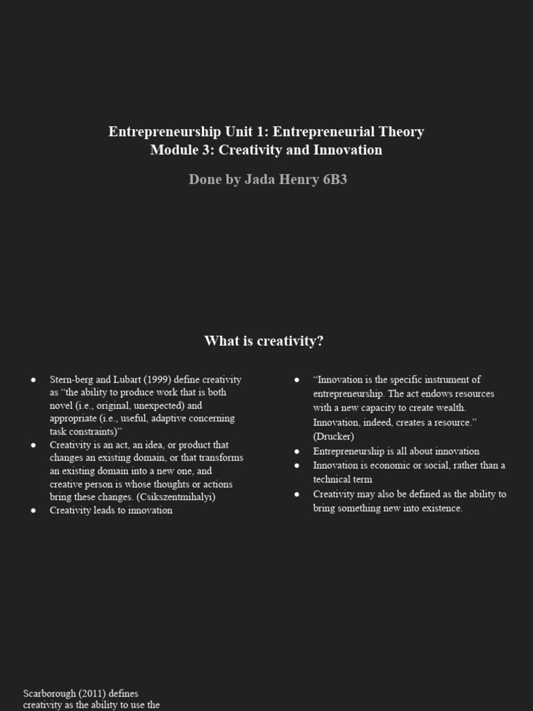 Entrep Presentation 3 | PDF | Entrepreneurship | Innovation